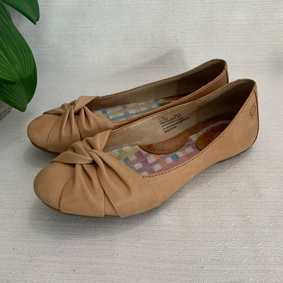 Born | Shoes | Born Tan Distressed Nubuck Leather Comfort Ballet Flats ...